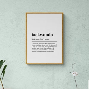Taekwondo Funny Definition Sport Gift Wall Art Print Printable Digital ...