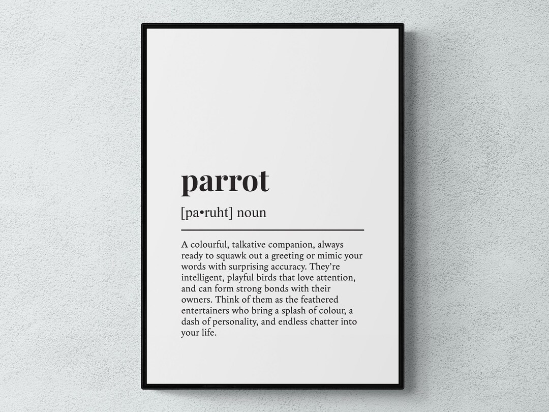 Parrot Funny Definition Pet Gift Wall Art Print | Printable Digital ...