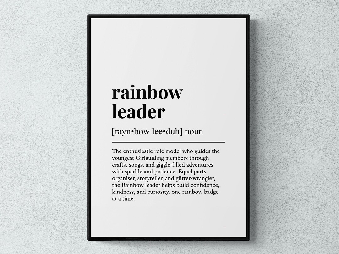 Rainbow Leader Definition Print, Funny Girlguiding Wall Art, Office ...