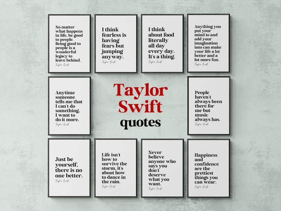 Taylor Swift Set of 10 Quotes, Wall Art Gift Printable Digital Download ...