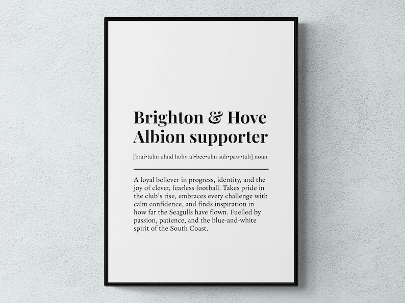 Brighton and Hove Albion Supporter Definition Print, Funny Football ...