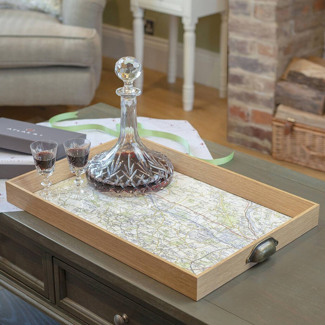 Personalised Map Drinks Tray, 46 X 32cm - Etsy