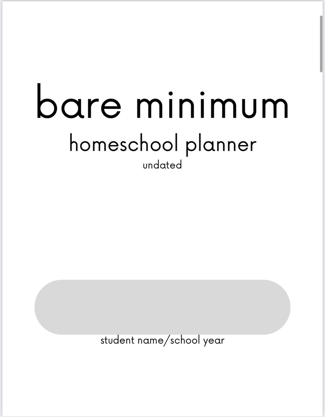 Bare Minimum Homeschool Planner (undated) - Etsy