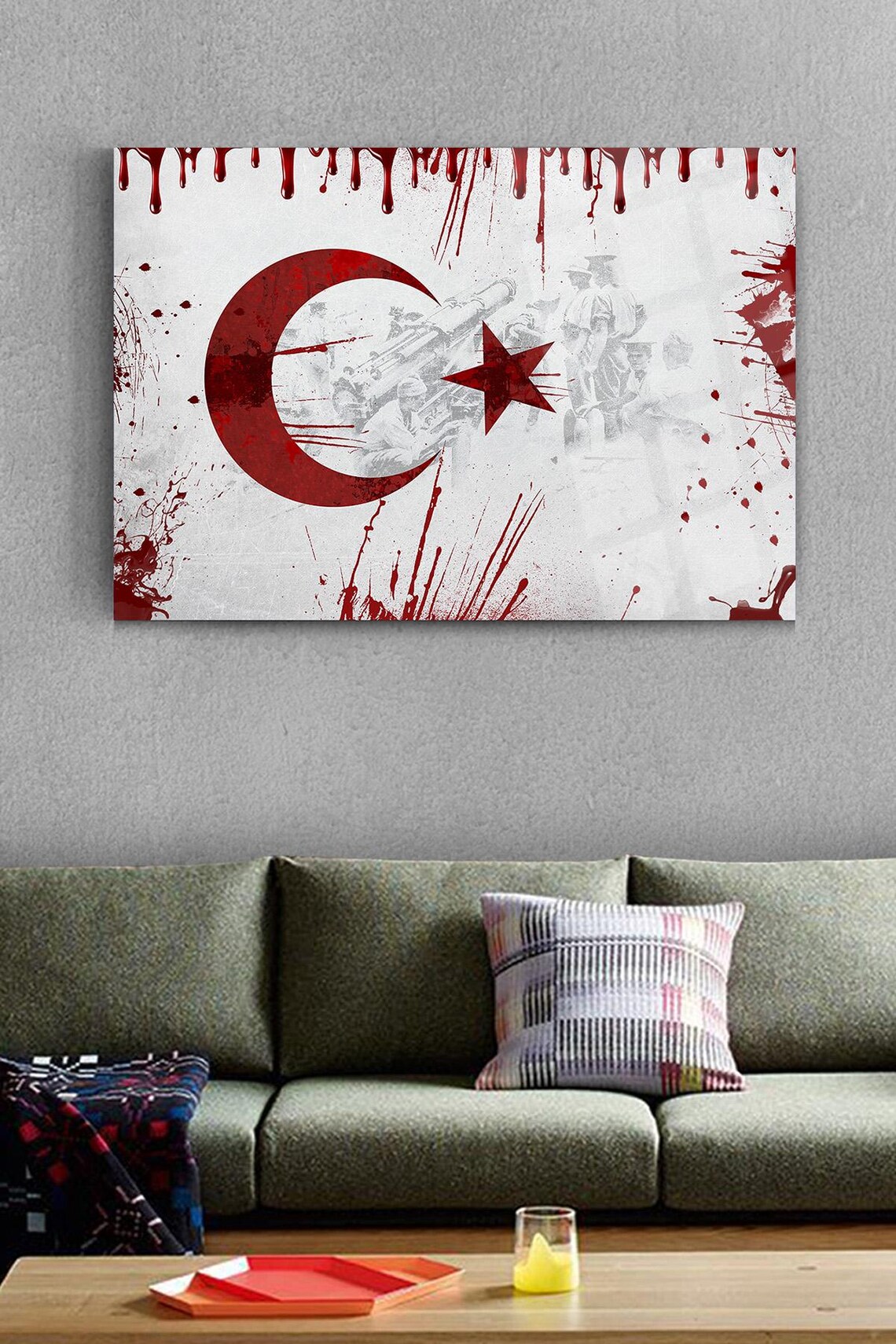 Turkiye Flag Glass Painting Wall Art Decor Housewarming Gift Home ...