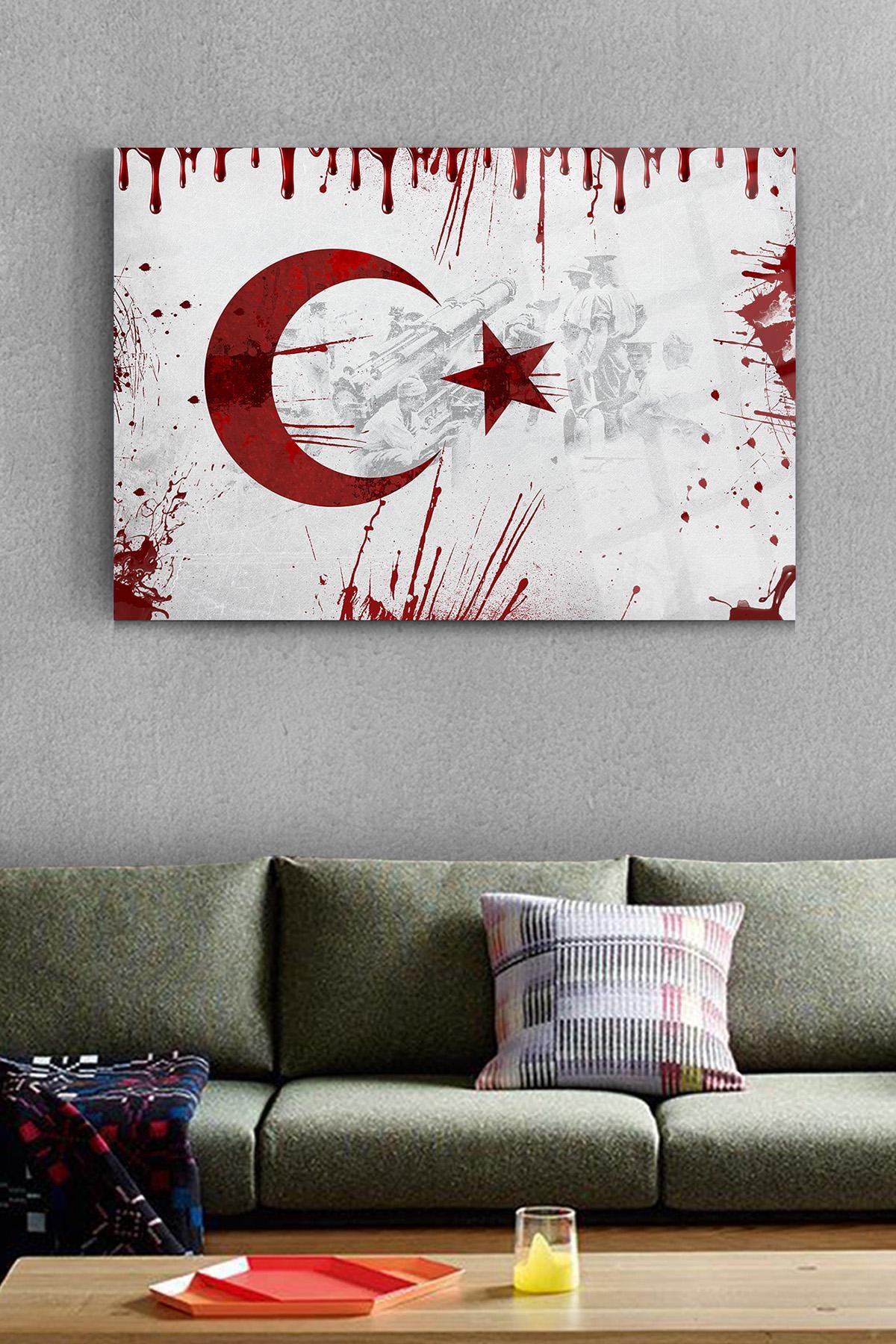 Turkiye Flag Glass Painting Wall Art Decor Housewarming Gift Home ...