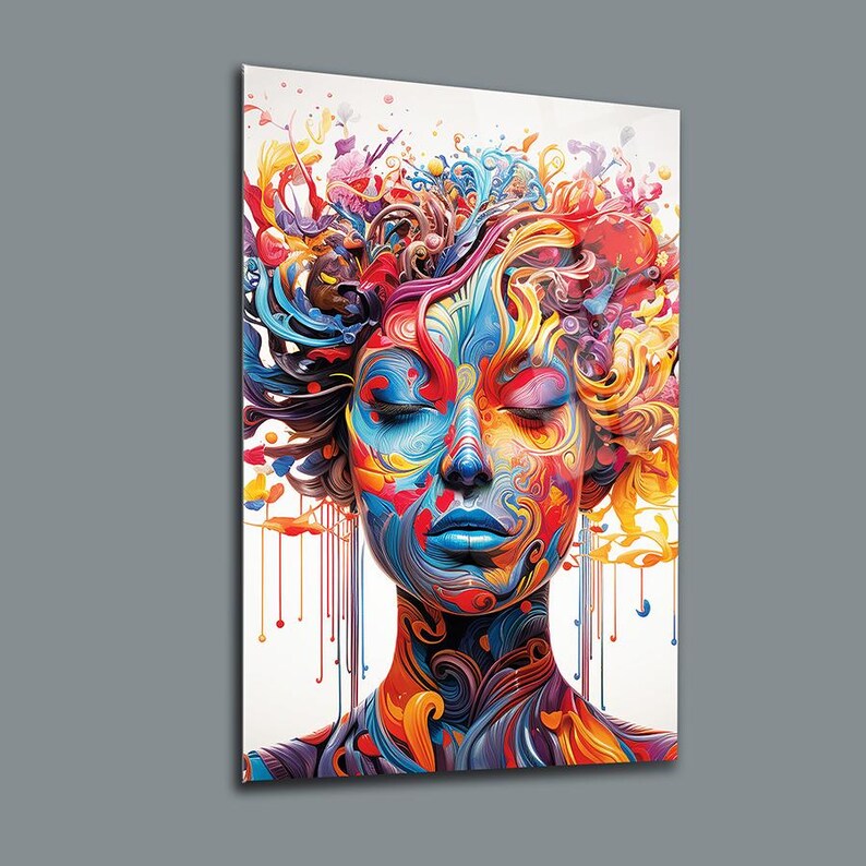 Wall Art Decor Colorful Women Face Painting High Quality Printed ...