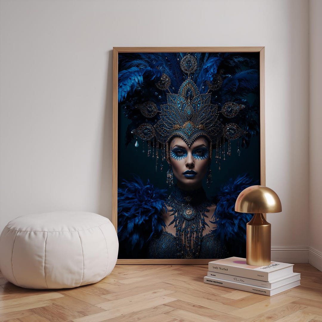 Royal Blue Nightbird Artwork Printable Wall Art Digital Download Wall ...