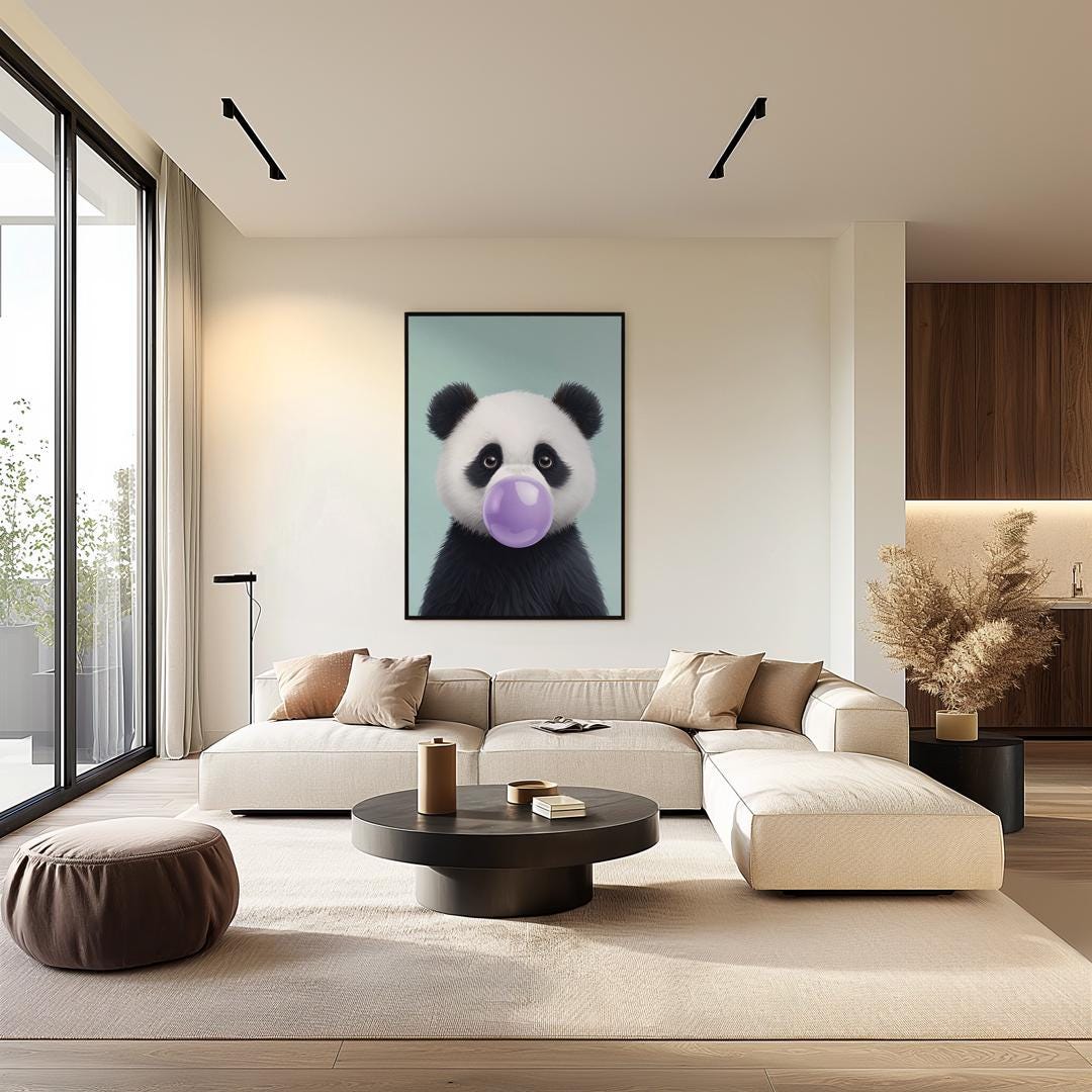 Panda With Bubble Gum Artwork Printable Wall Art Digital Download Wall ...