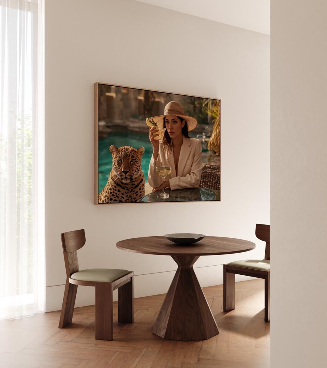 Printable Wall Art, Woman and Leopard Illustration (digital Download ...