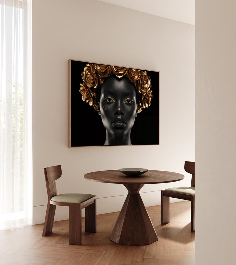 Golden Flower Crown Artwork Printable Wall Art Digital Download Wall ...