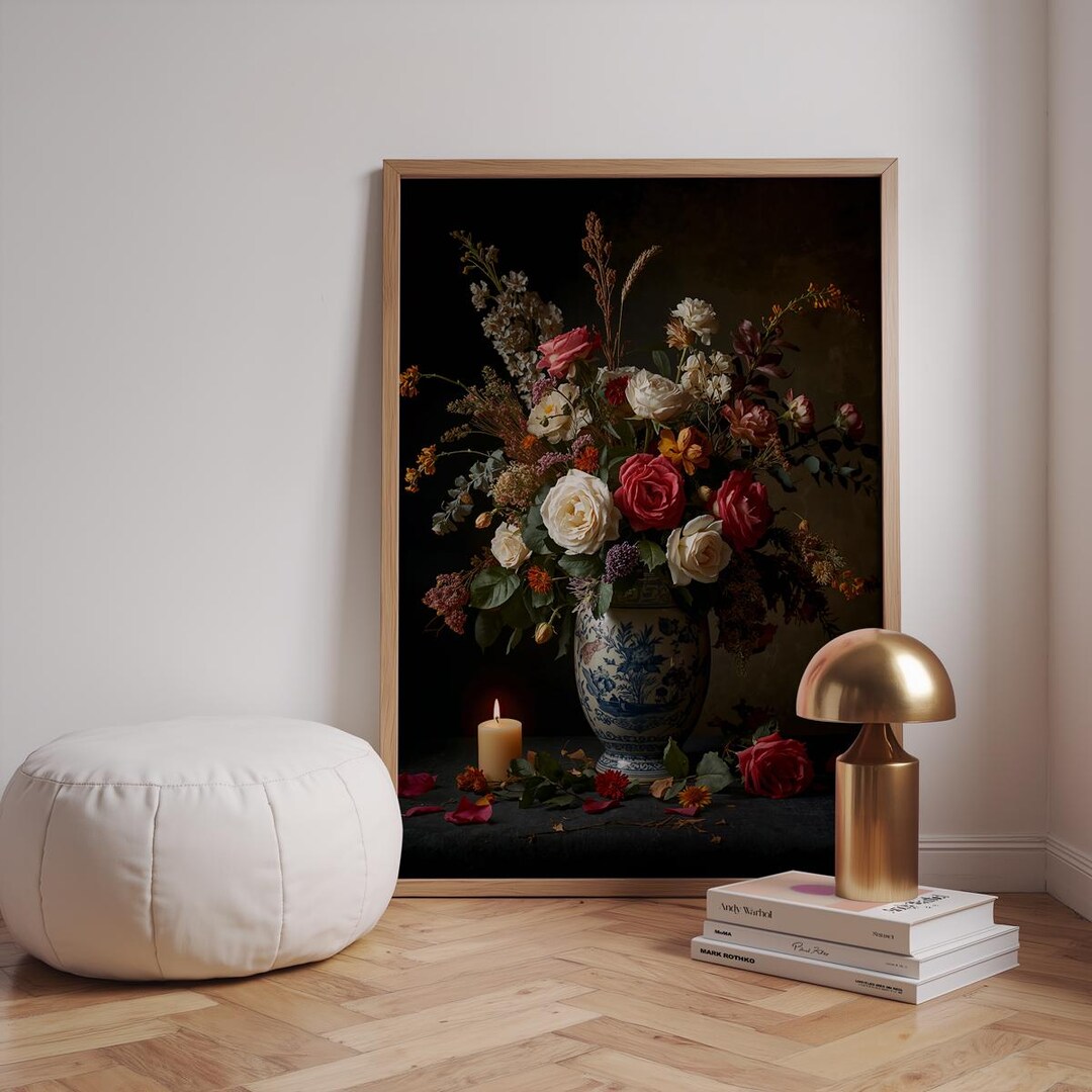 Flora and Candlelight Artwork Printable Wall Art Digital Download Wall ...