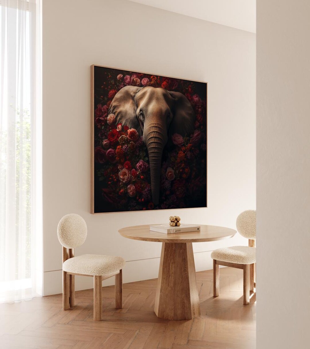 Elephant Triumph Amidst Floral Splendor Artwork Printable Wall Art ...