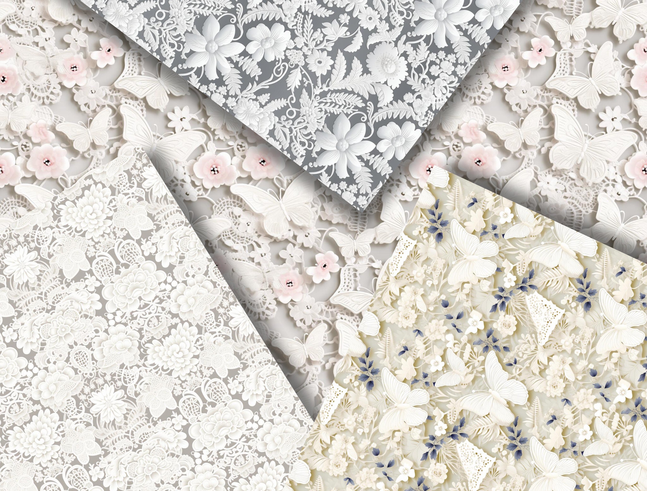 White Lace Seamless Digital Pattern, Delicate Material Digital Paper ...