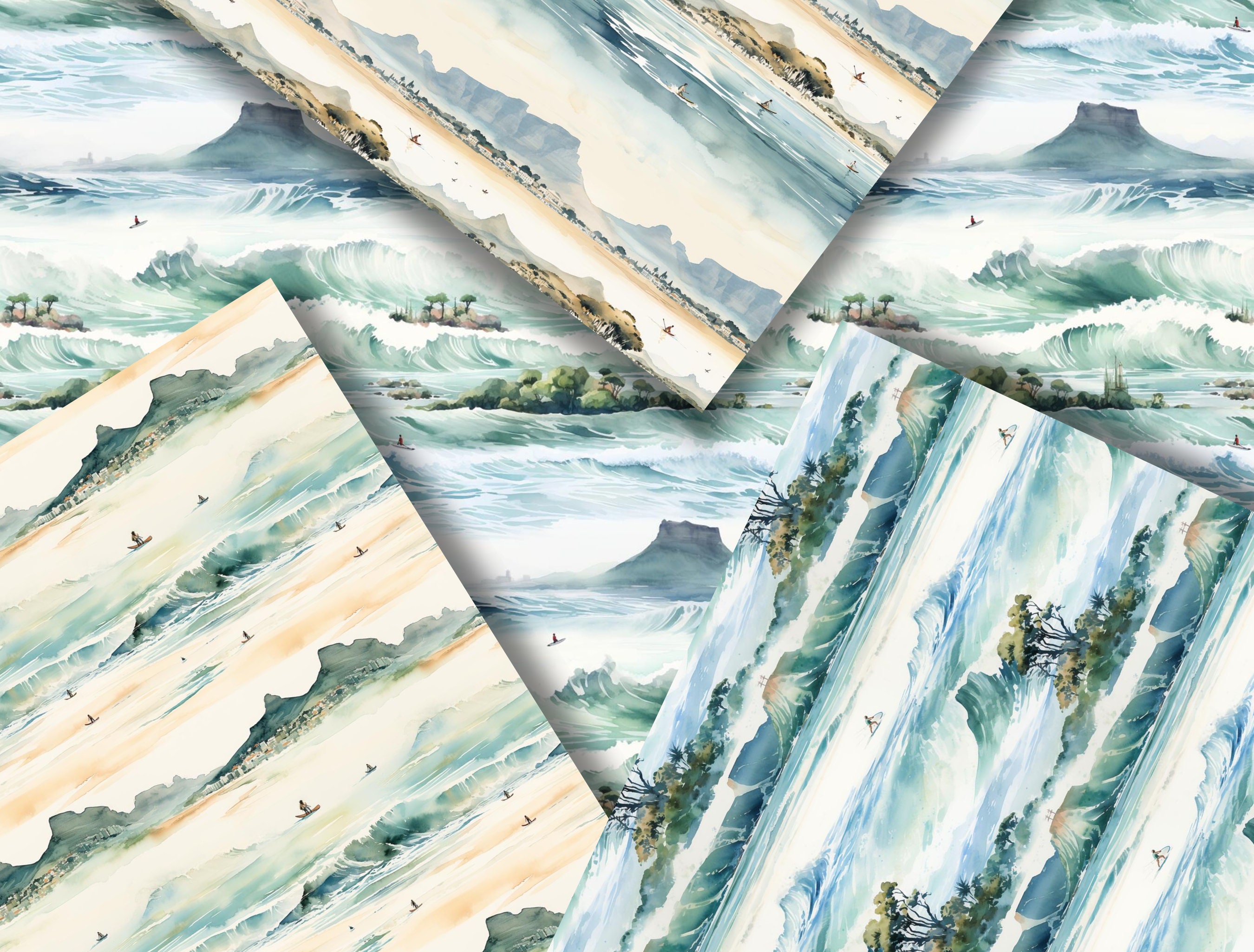 Watercolour Cape Town Seamless Pattern, South Africa Digital Paper ...