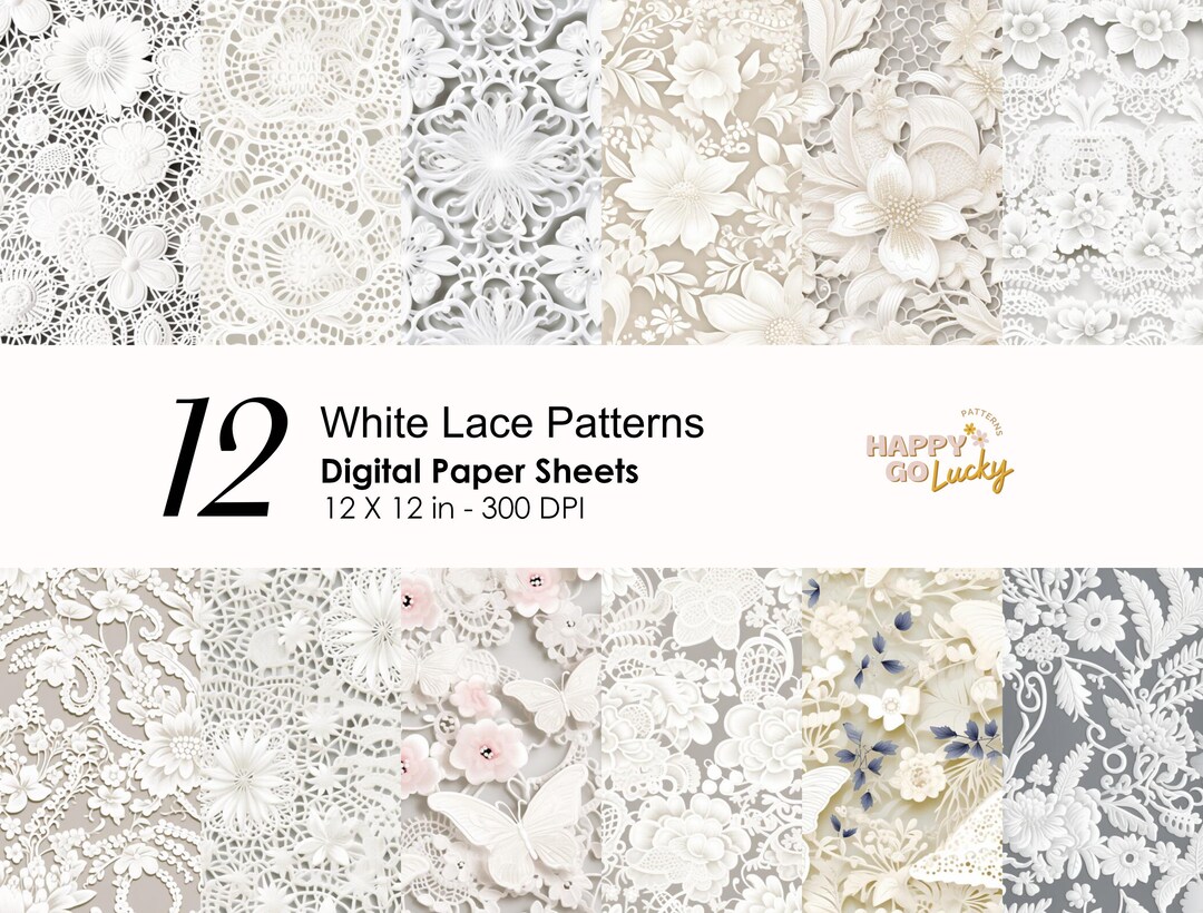 White Lace Seamless Digital Pattern, Delicate Material Digital Paper ...