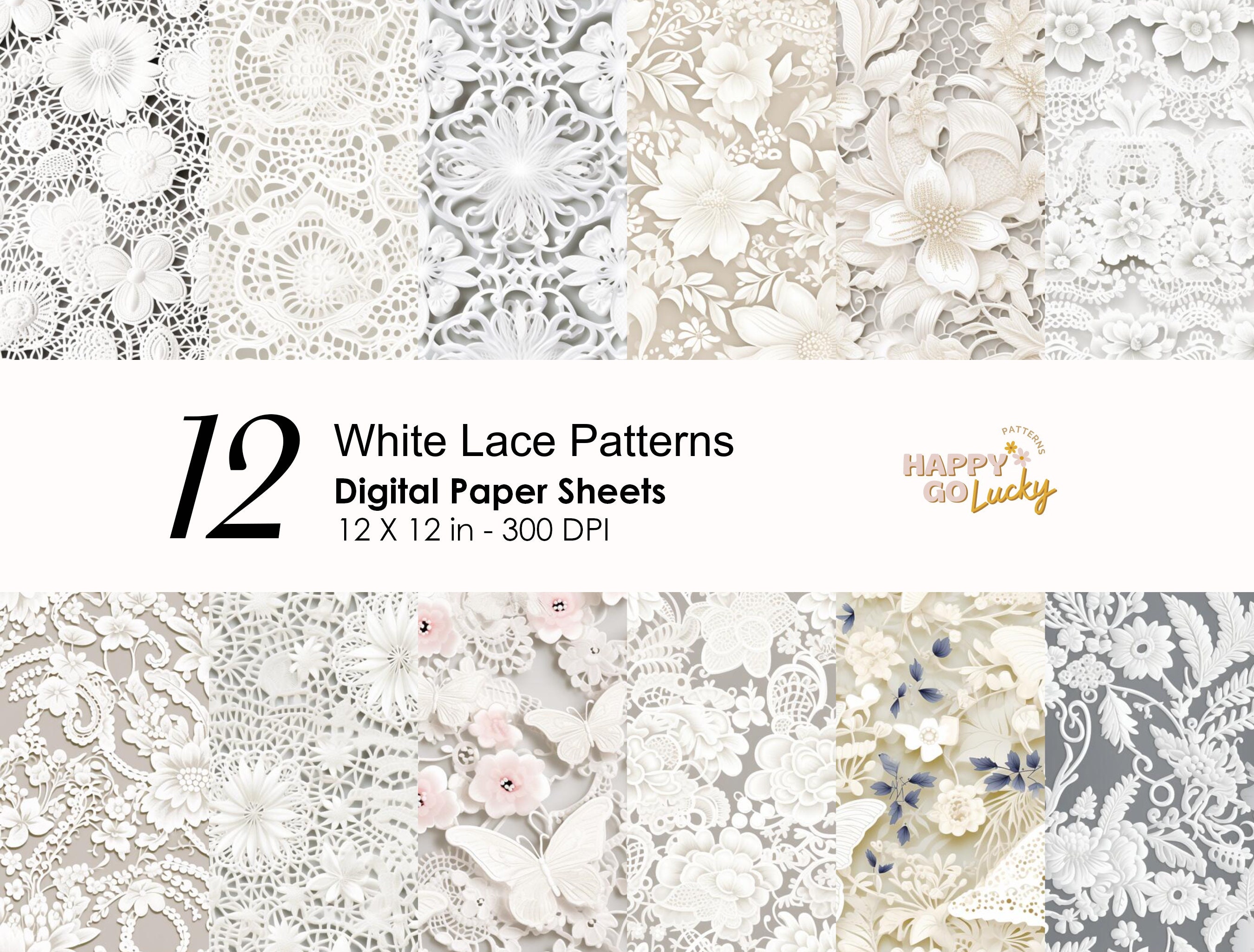 White Lace Seamless Digital Pattern, Delicate Material Digital Paper ...