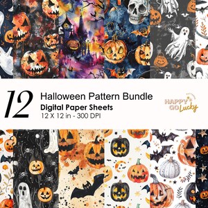 Halloween Seamless Digital Pattern, Watercolour Style Ghosts Digital ...