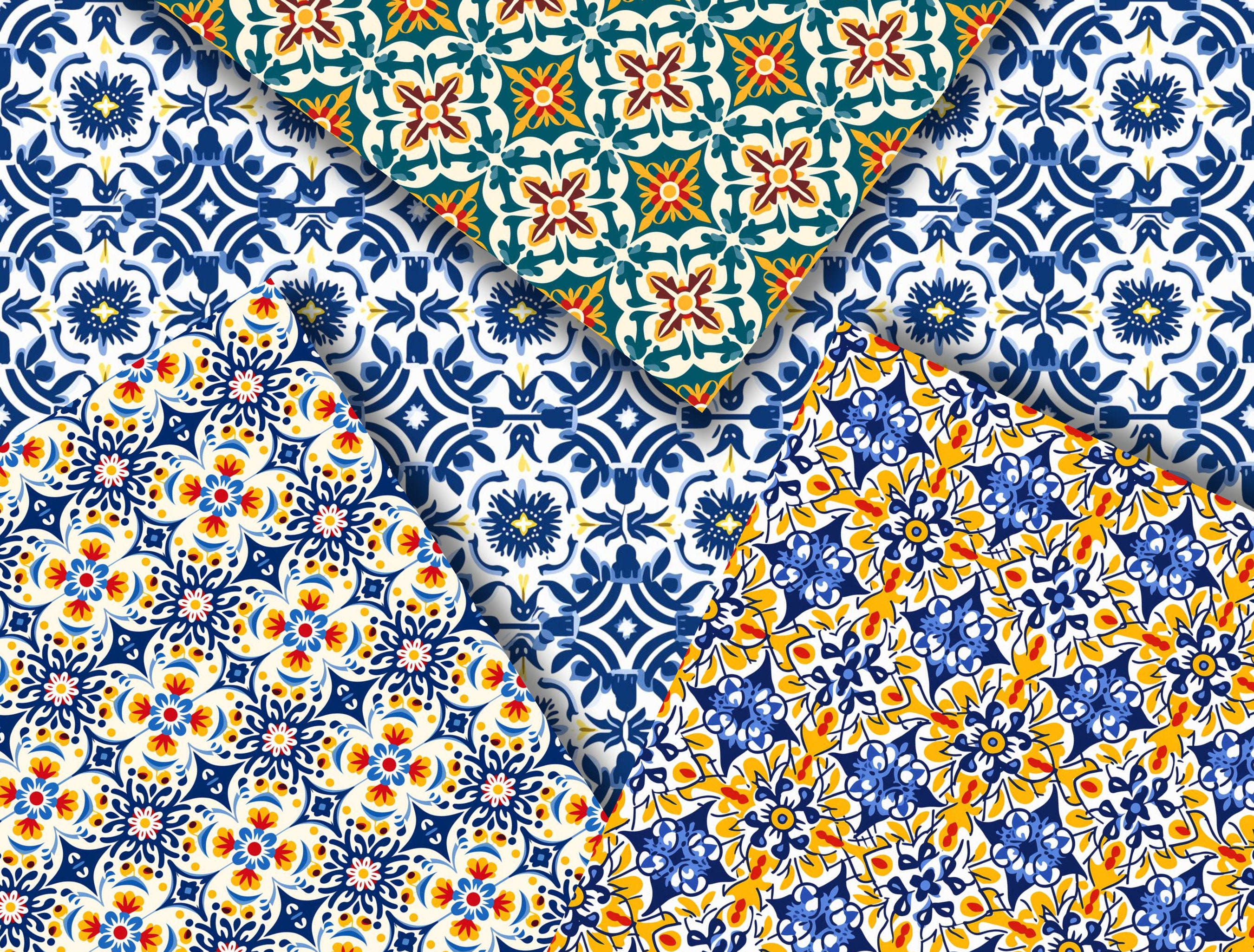 Portuguese Tile Seamless Pattern, Traditional Patterns Digital Paper ...