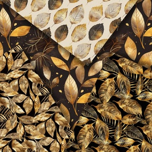 Elegant Gold Leaves Seamless Digital Pattern, Wallpaper Digital Paper ...