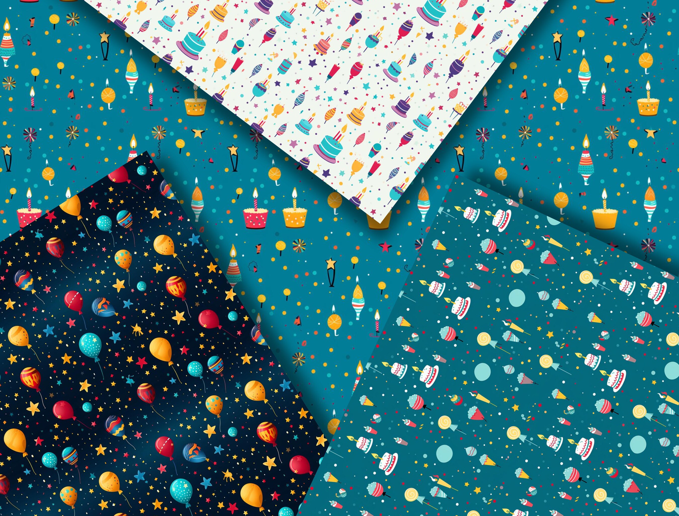 Blue Birthday Boy Seamless Pattern, Balloon Digital Paper, Birthday ...