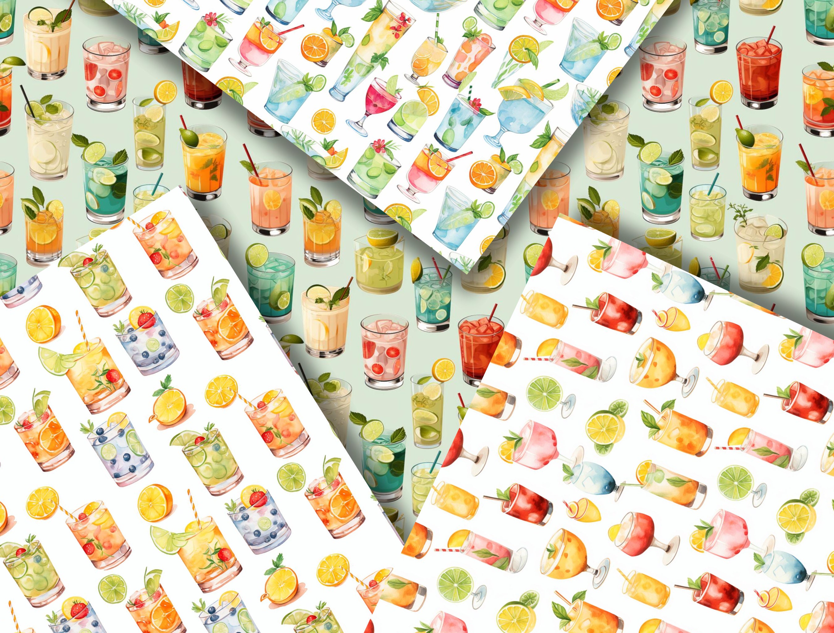 Cocktails Seamless Pattern, Alcohol Digital Paper, Drinks Background ...