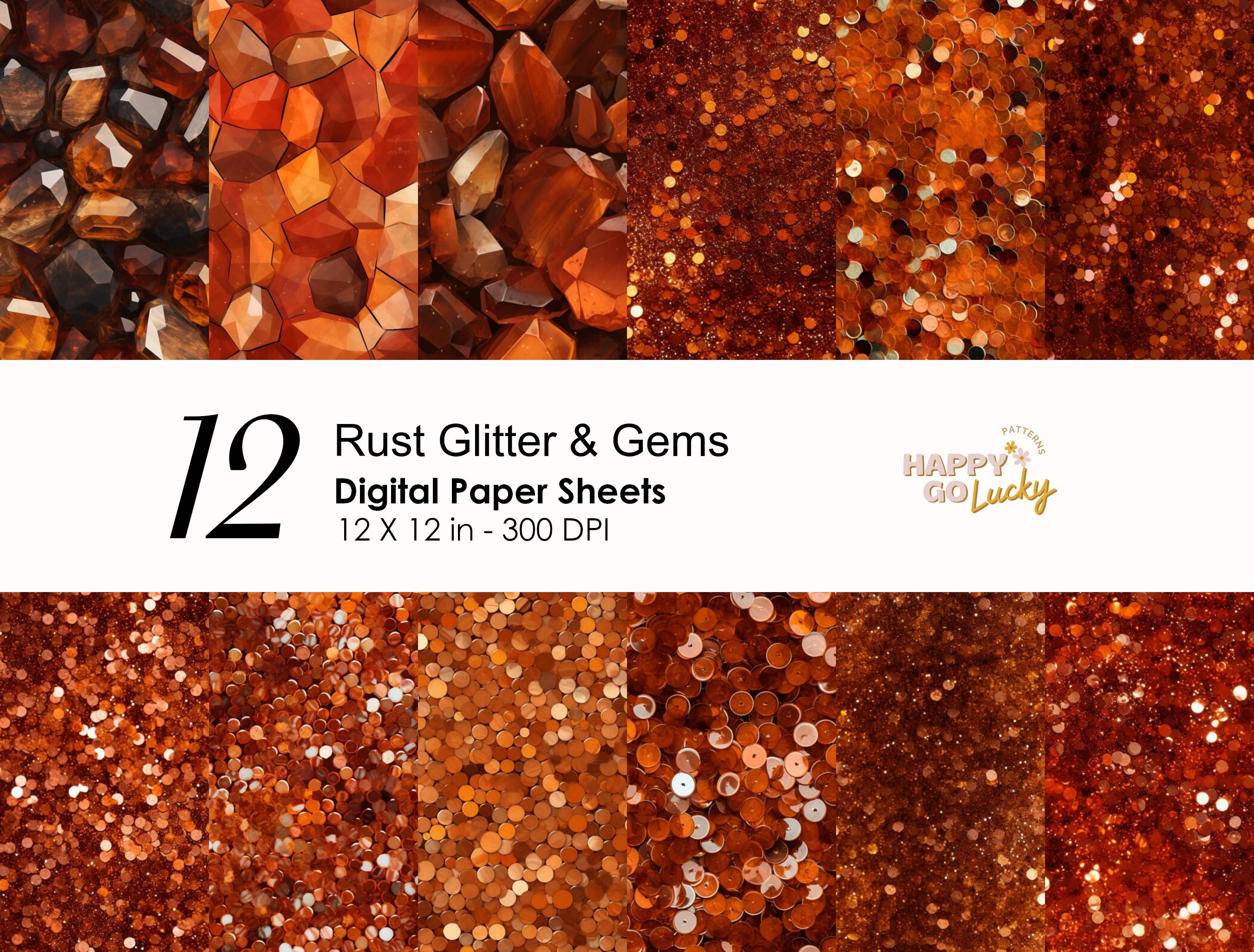 Rust Colored Glitter and Gems Seamless Pattern, Shiny Digital Paper ...