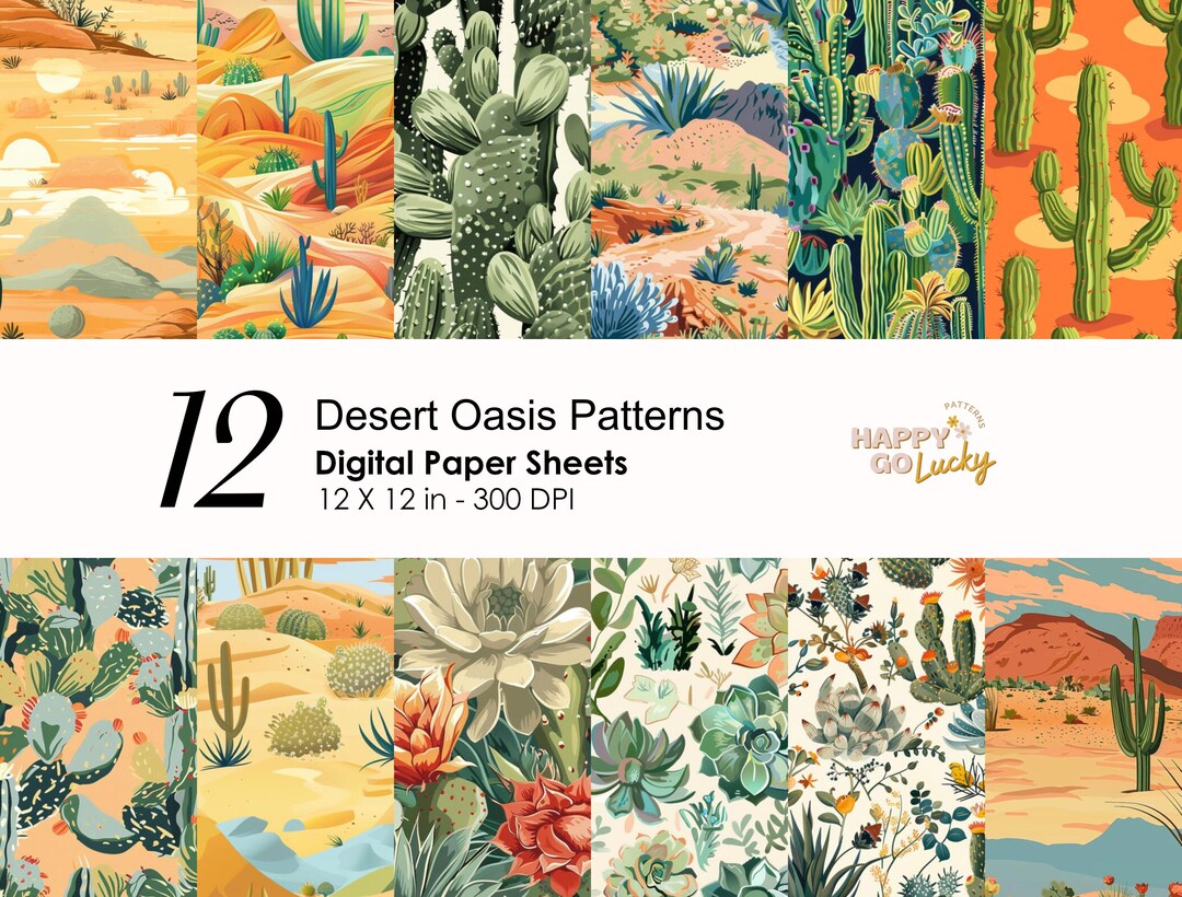 Desert Cactus Seamless Digital Pattern, Succulent Digital Paper, Wild ...