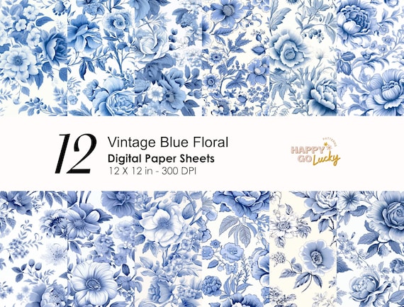 Blue Vintage Floral Pattern