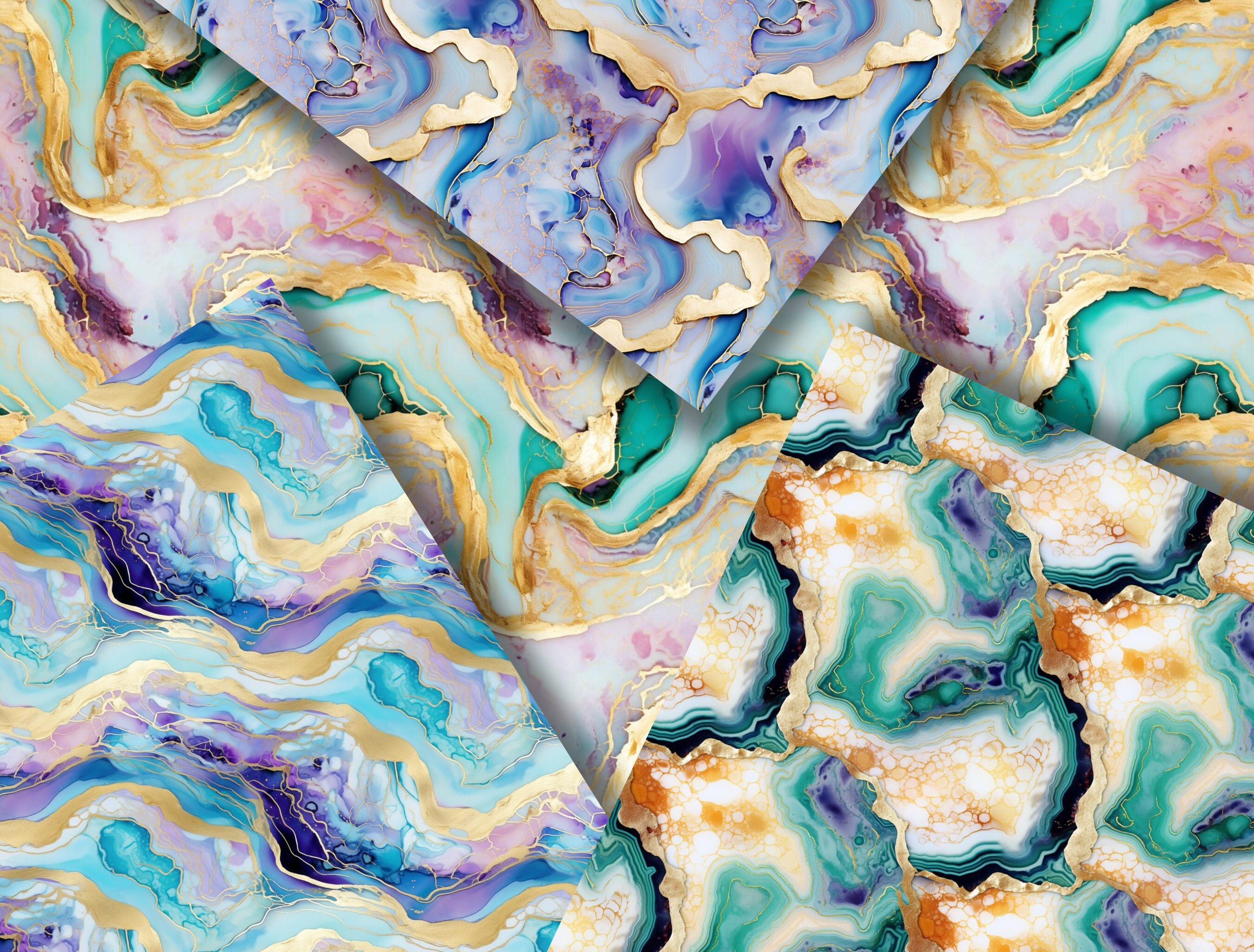 Mermaid Geode Slice Seamless Pattern, Agate Digital Paper, Gemstone ...