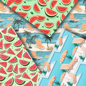 Summer Pool Day Seamless Digital Pattern, Vintage Lady Digital Paper ...