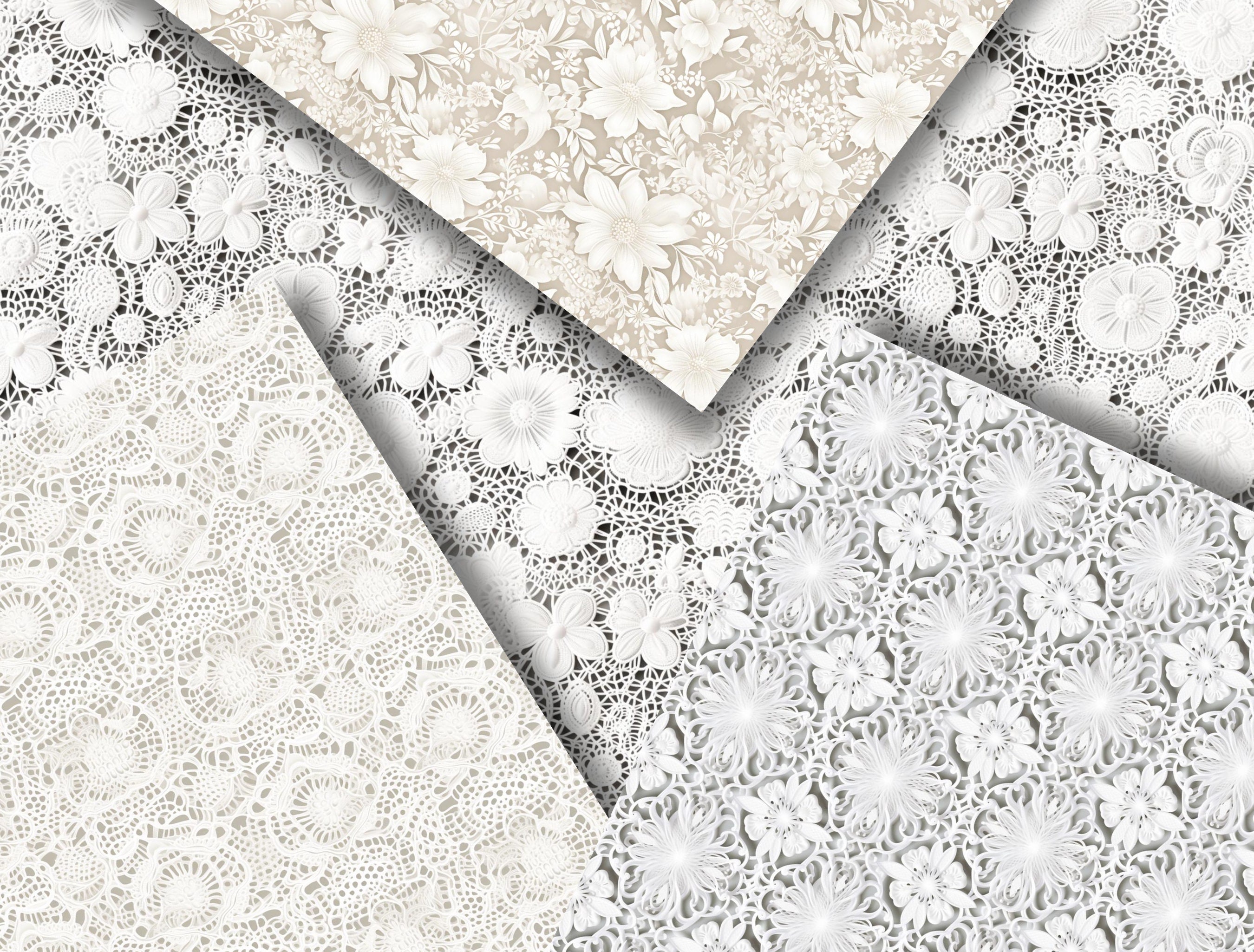 White Lace Seamless Digital Pattern, Delicate Material Digital Paper ...