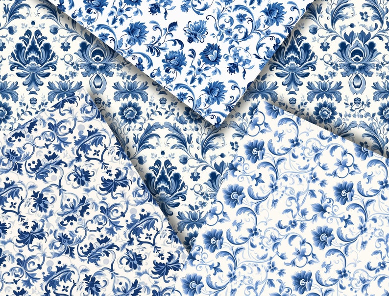 Delftse Blauw Seamless Pattern, Traditional Dutch Digital Paper, Tulip ...