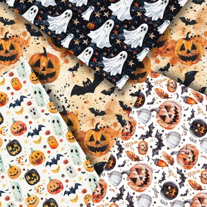 Halloween Seamless Digital Pattern, Watercolour Style Ghosts Digital ...