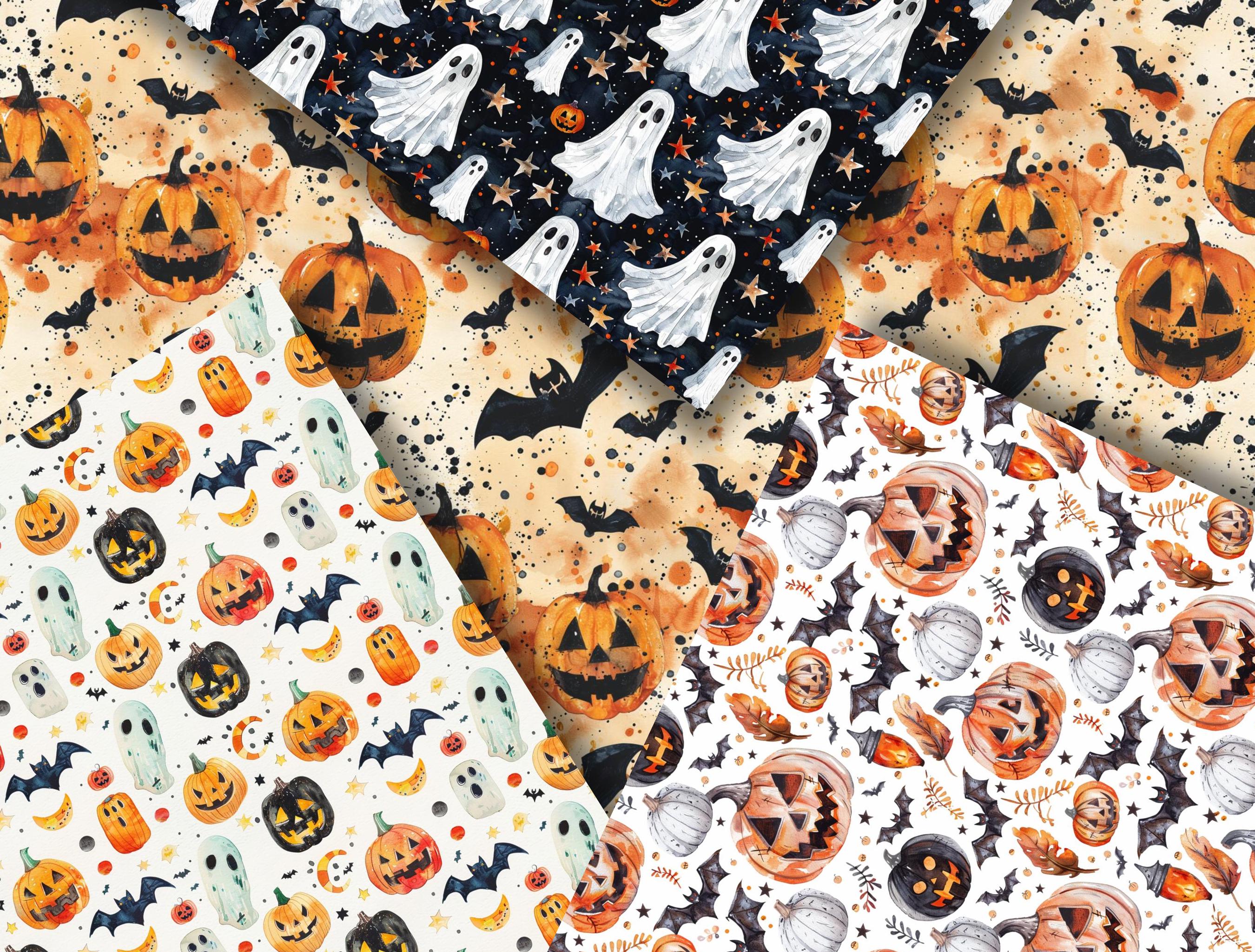 Halloween Seamless Digital Pattern, Watercolour Style Ghosts Digital ...
