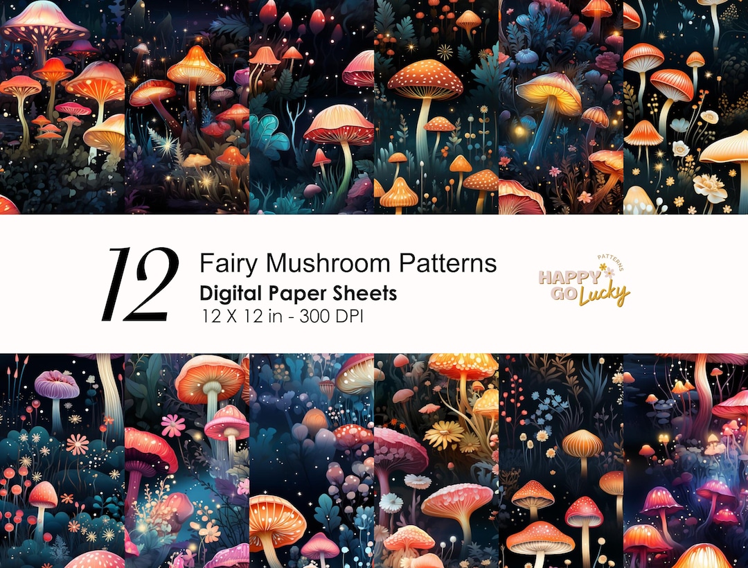 Fairy Mushrooms Seamless Pattern, Fairy Forest Digital Paper, Mystical ...