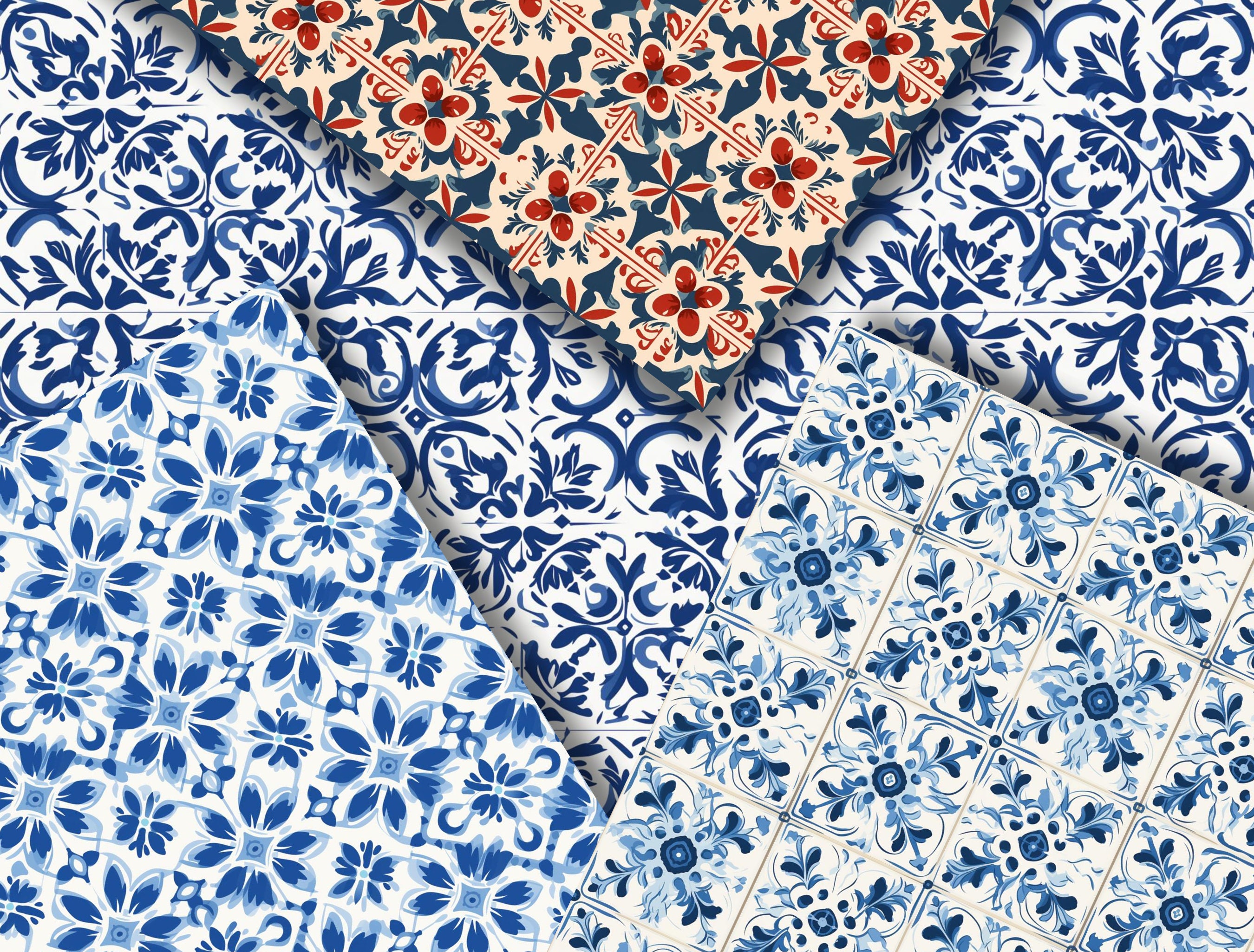 Italian Tile Seamless Pattern, Traditional Tile Patterns Digital Paper ...