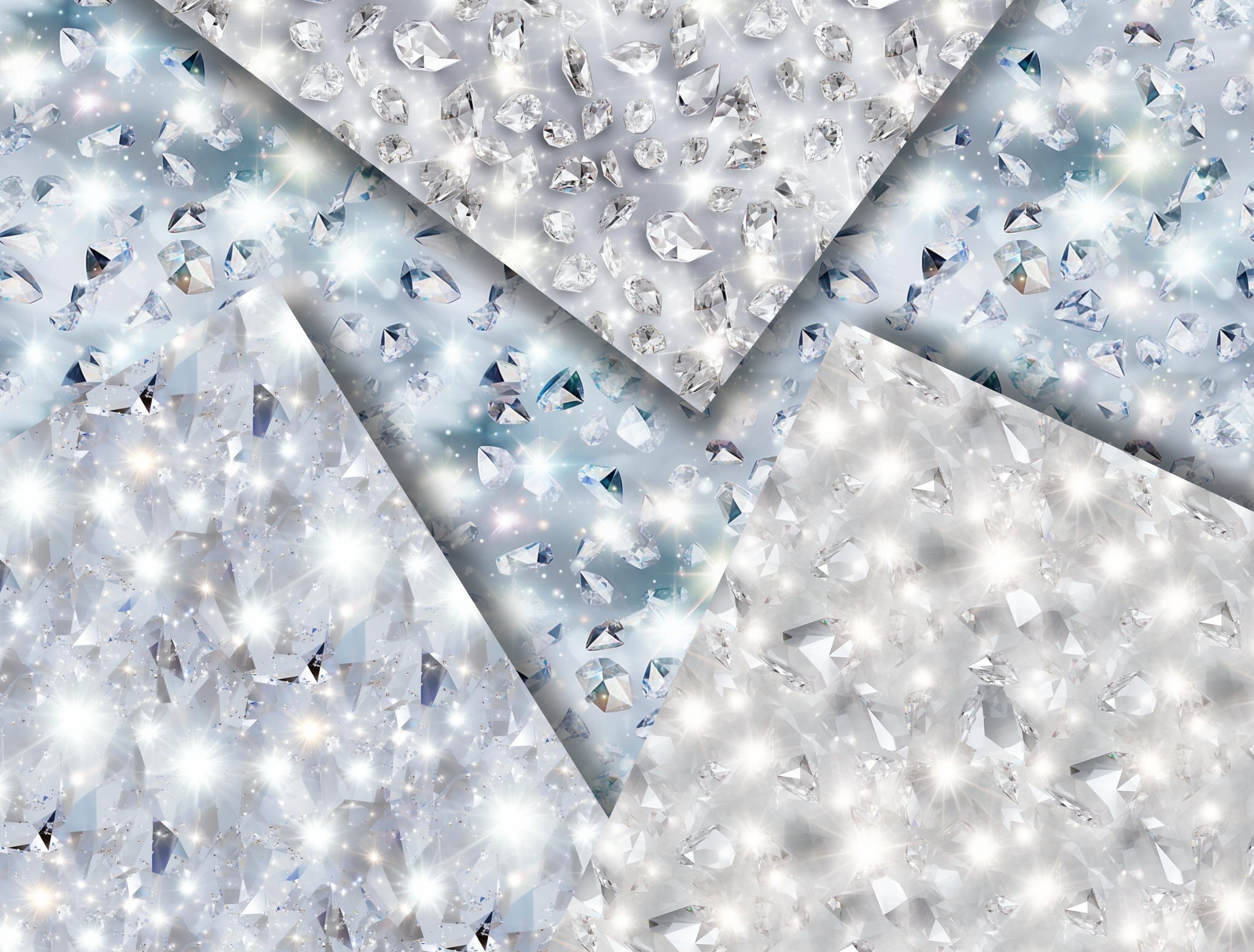 Silver Glitter and Diamonds Seamless Pattern, Shimmering Digital Paper ...