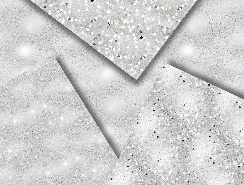 Silver Glitter and Diamonds Seamless Pattern, Shimmering Digital Paper ...