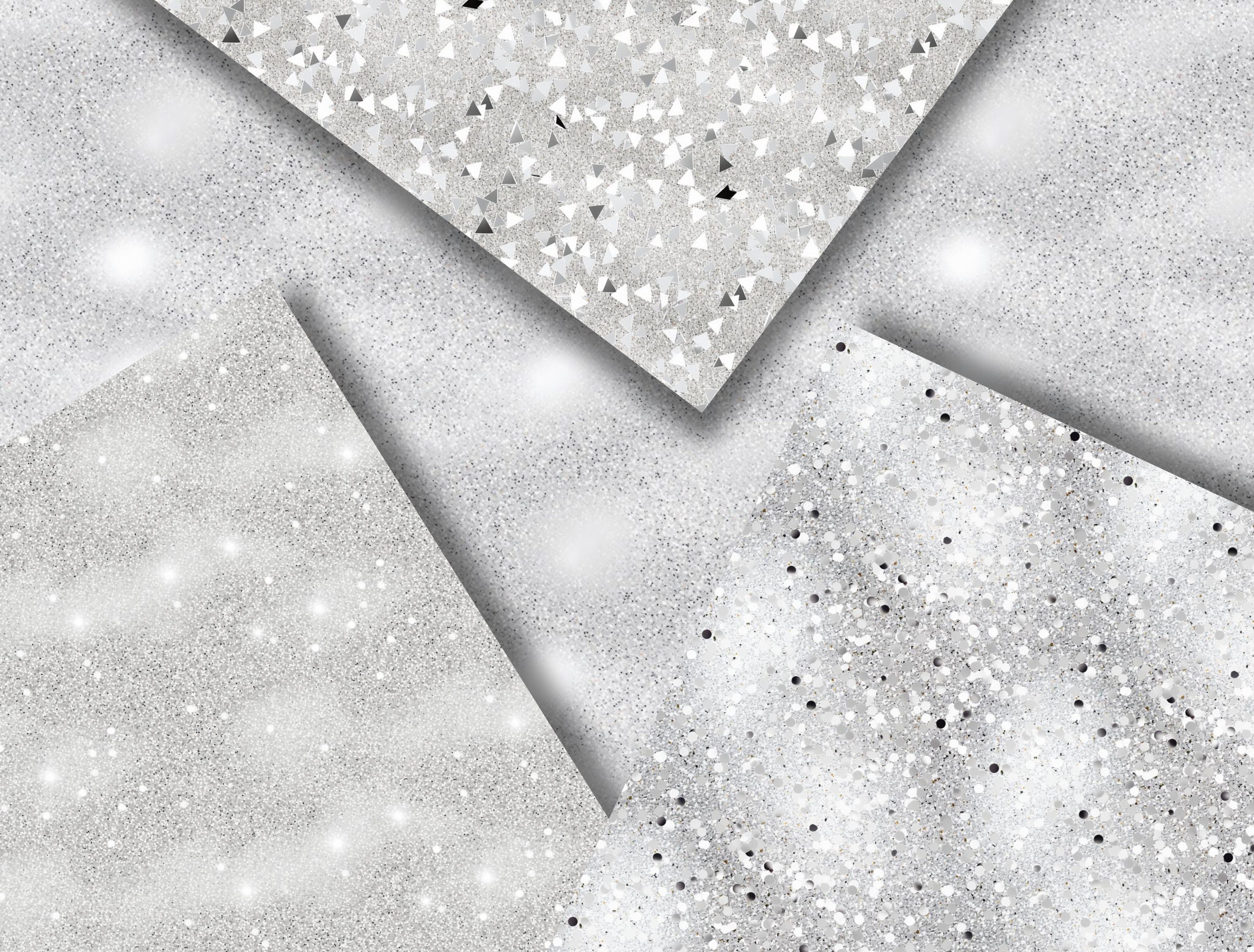 Silver Glitter and Diamonds Seamless Pattern, Shimmering Digital Paper ...