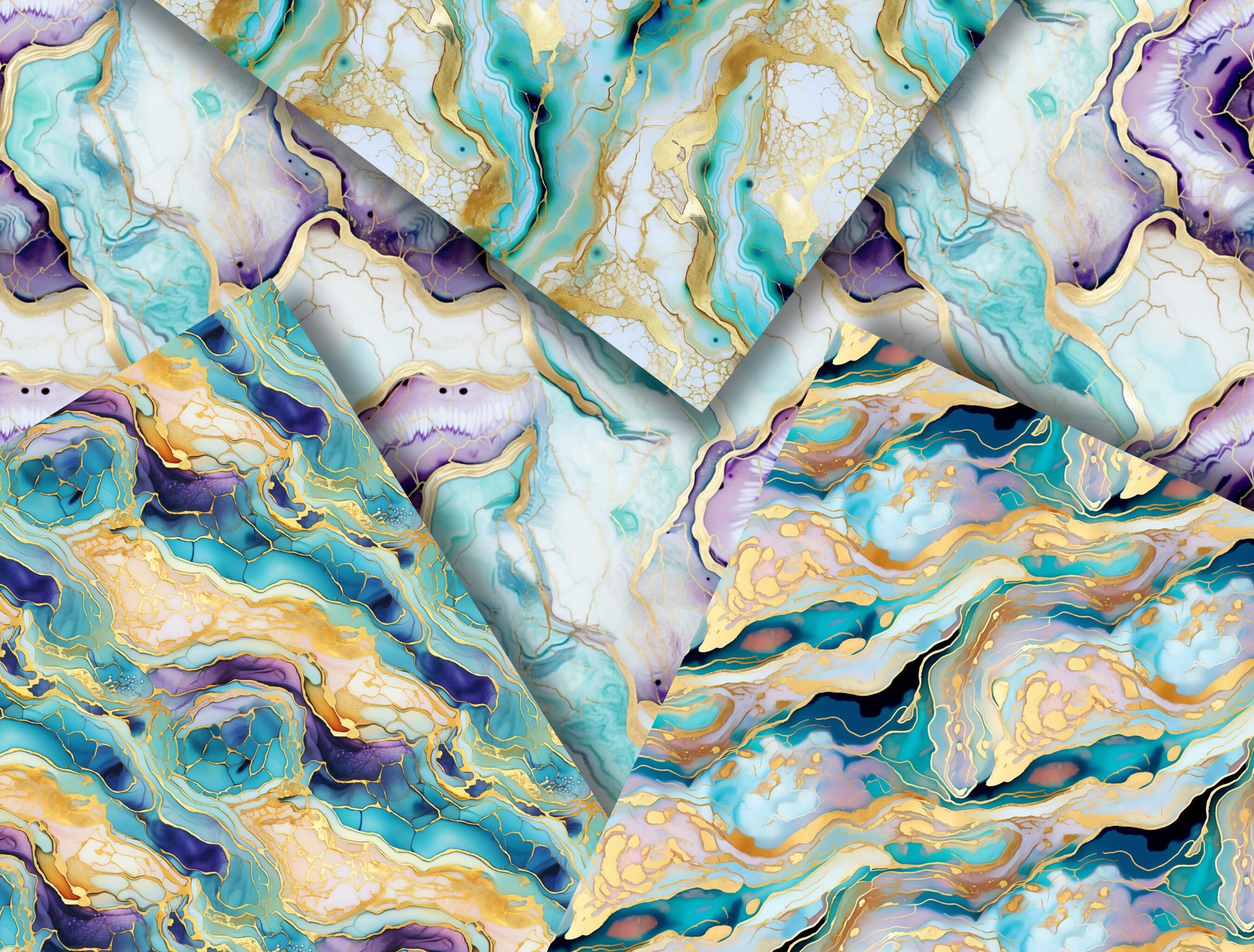 Mermaid Geode Slice Seamless Pattern, Agate Digital Paper, Gemstone ...