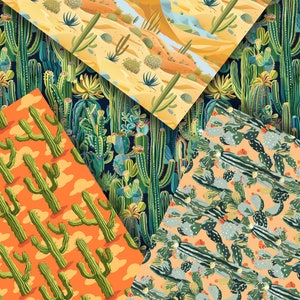 Desert Cactus Seamless Digital Pattern, Succulent Digital Paper, Wild ...