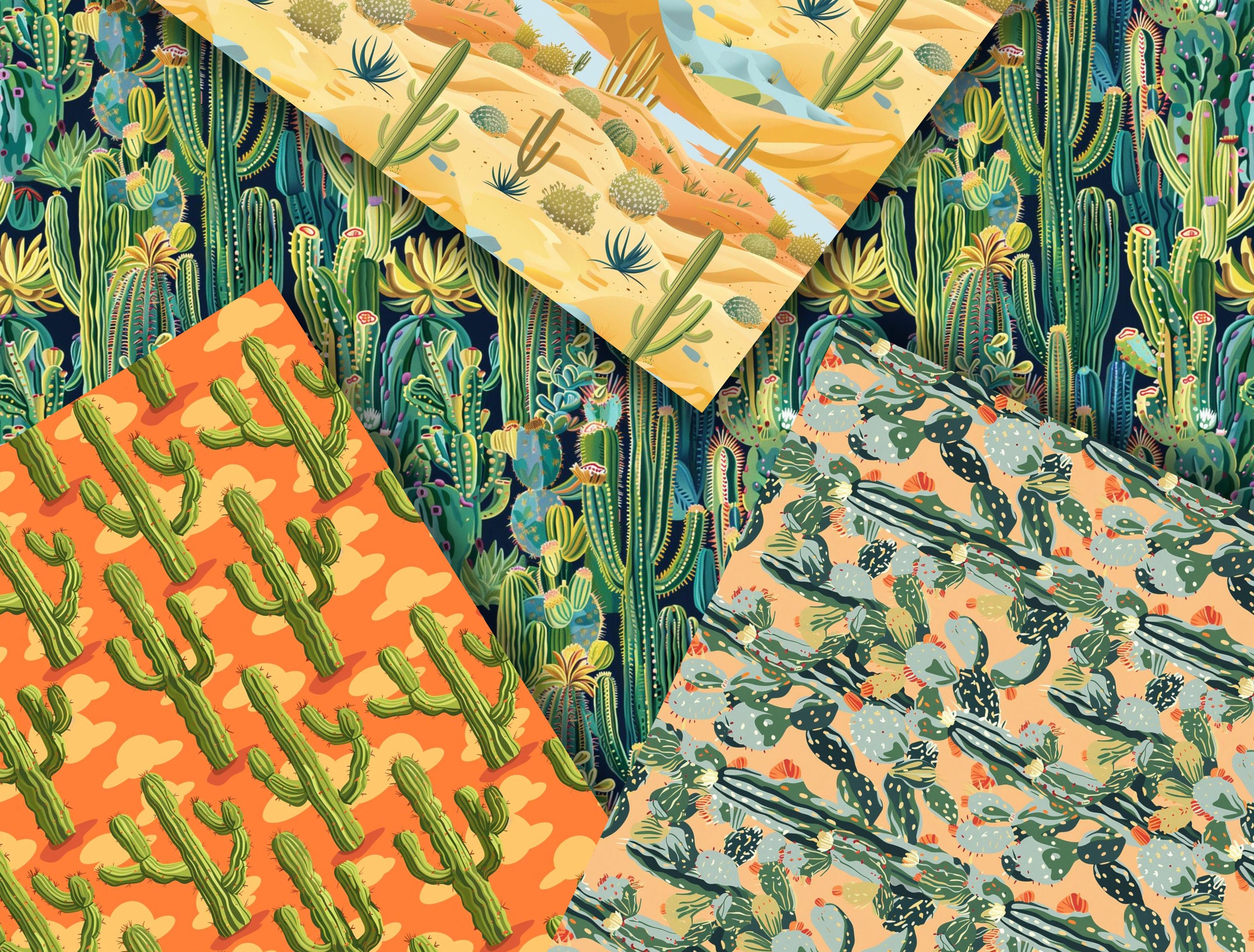 Desert Cactus Seamless Digital Pattern, Succulent Digital Paper, Wild ...