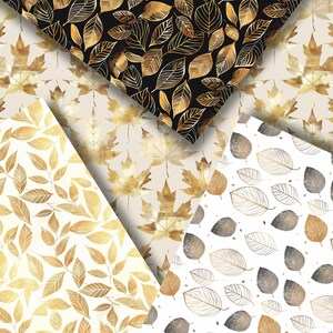 Elegant Gold Leaves Seamless Digital Pattern, Wallpaper Digital Paper ...