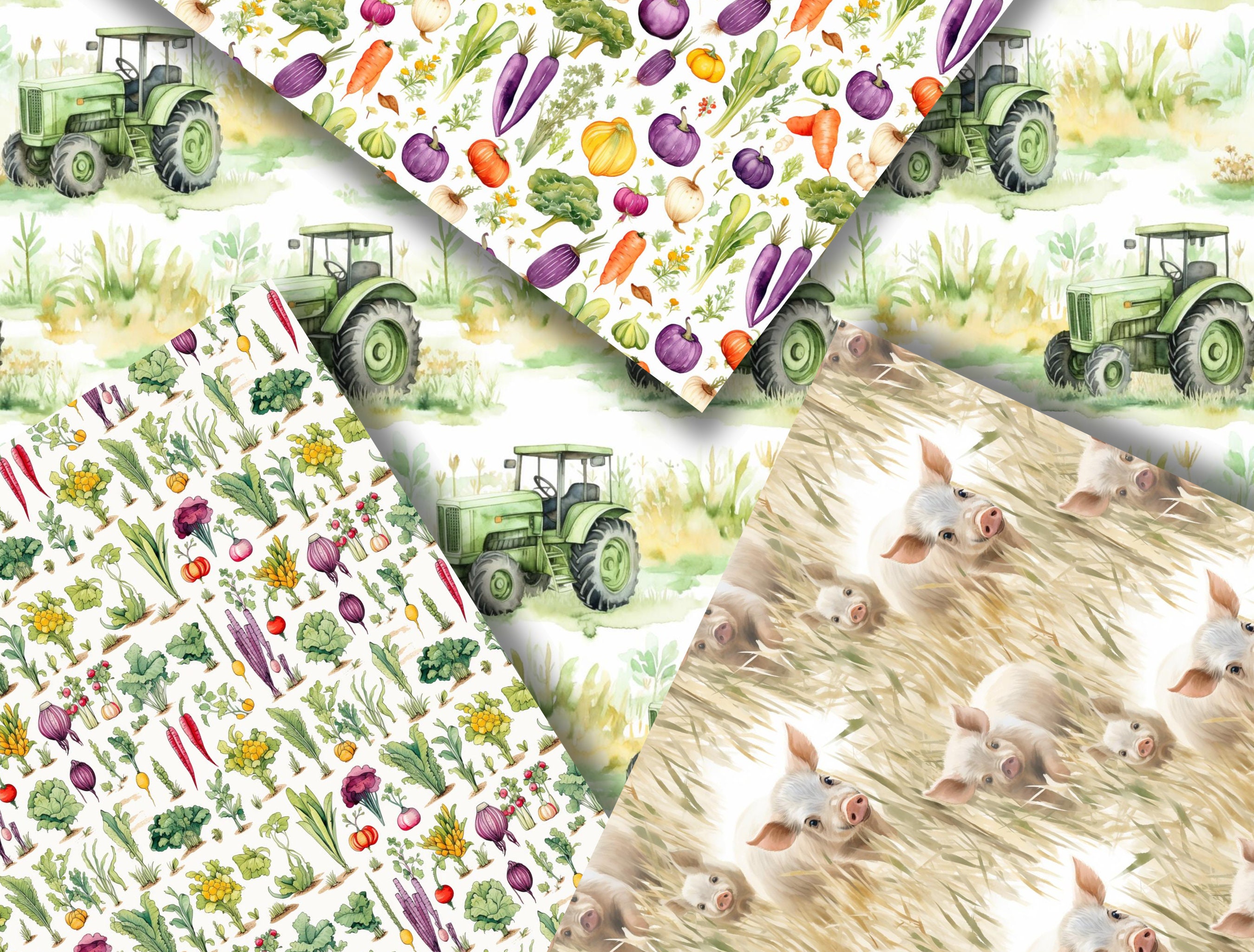 Watercolor Farm Seamless Pattern, Farm Animals Digital Paper, Sheep ...