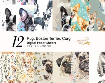 Dachshund, Maltese, Poodle Dogs Seamless Digital Pattern, Cute Small ...