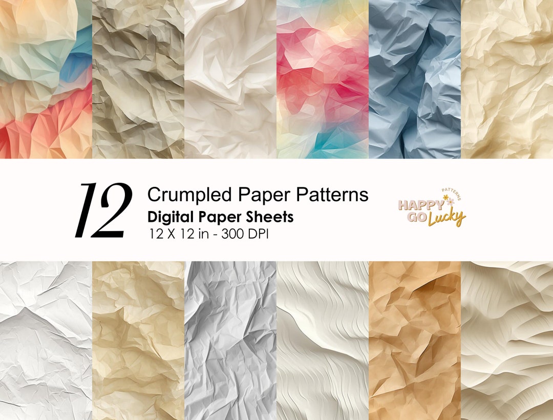Crumpled Paper Seamless Pattern, Scrunched Paper Digital Paper, Tissue ...
