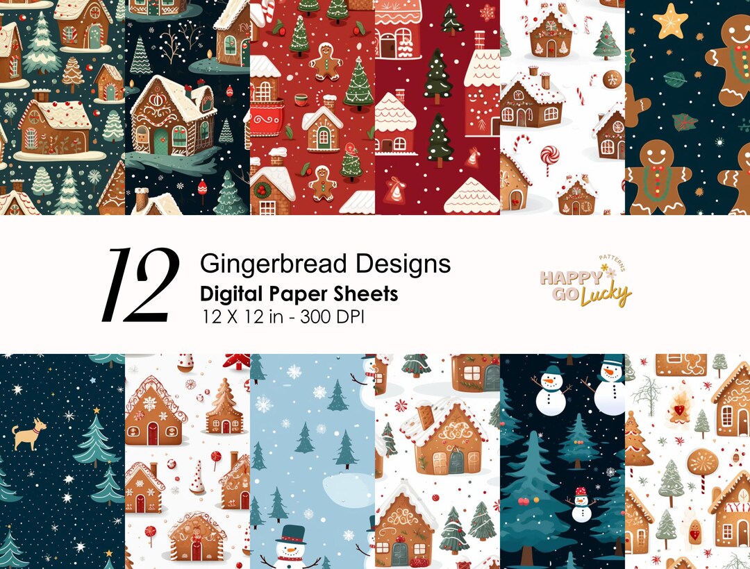 Gingerbread House Seamless Pattern, Christmas Digital Paper, Snowmen ...
