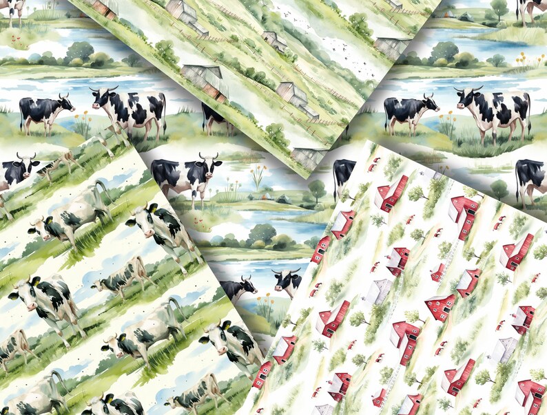 Watercolor Farm Seamless Pattern, Farm Animals Digital Paper, Sheep ...
