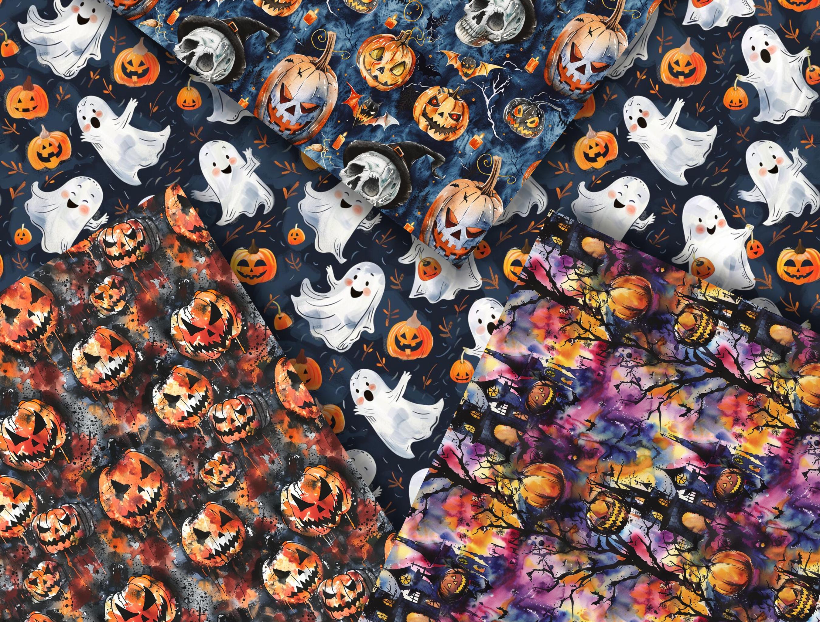 Halloween Seamless Digital Pattern, Watercolour Style Ghosts Digital ...