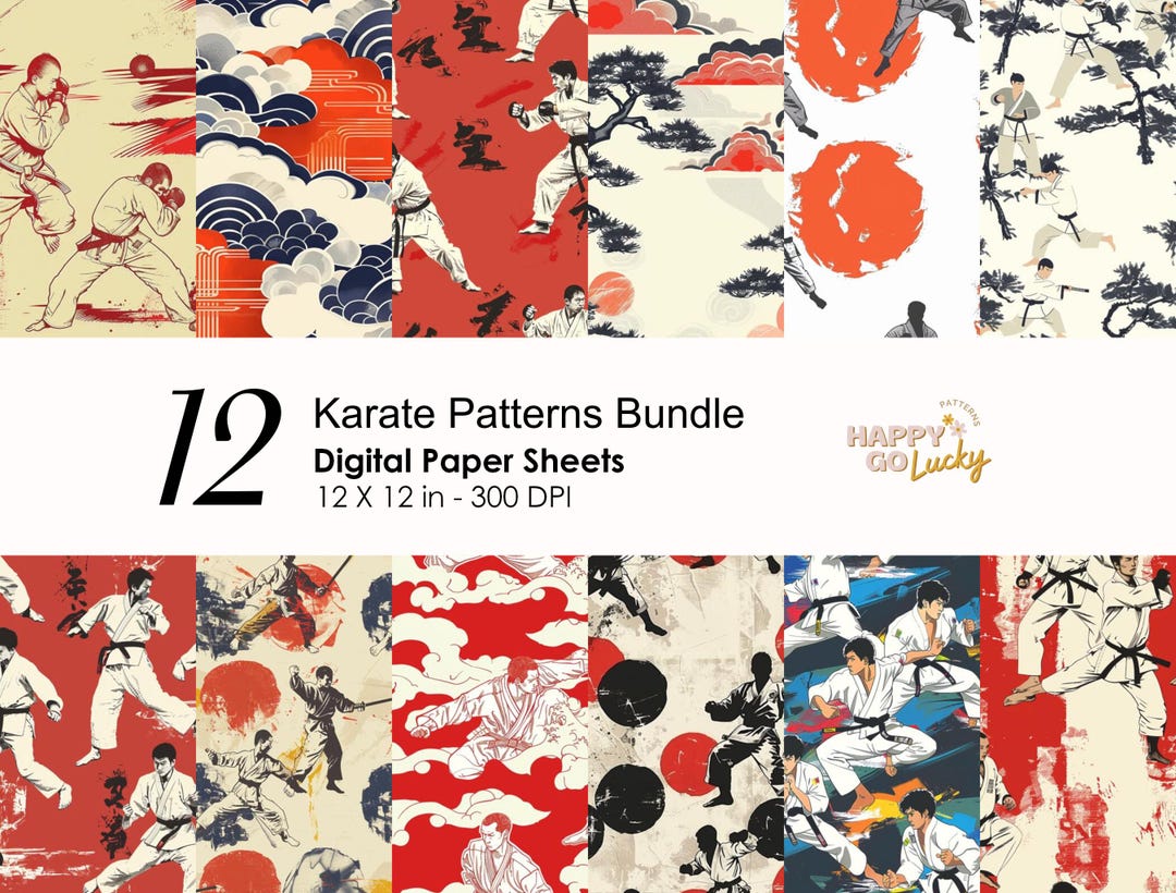 Karate Seamless Pattern, Martial Arts Sport Digital Paper, Japanese ...